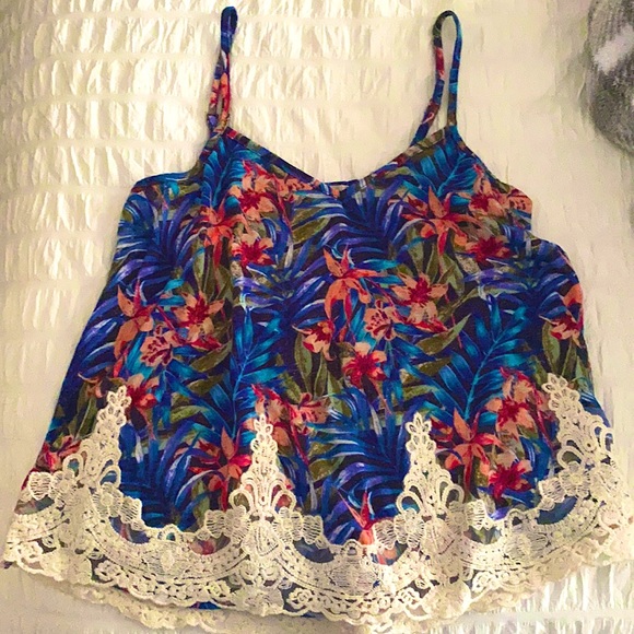 Tops | Hawaiian Lace Flowy Crop Top | Poshmark